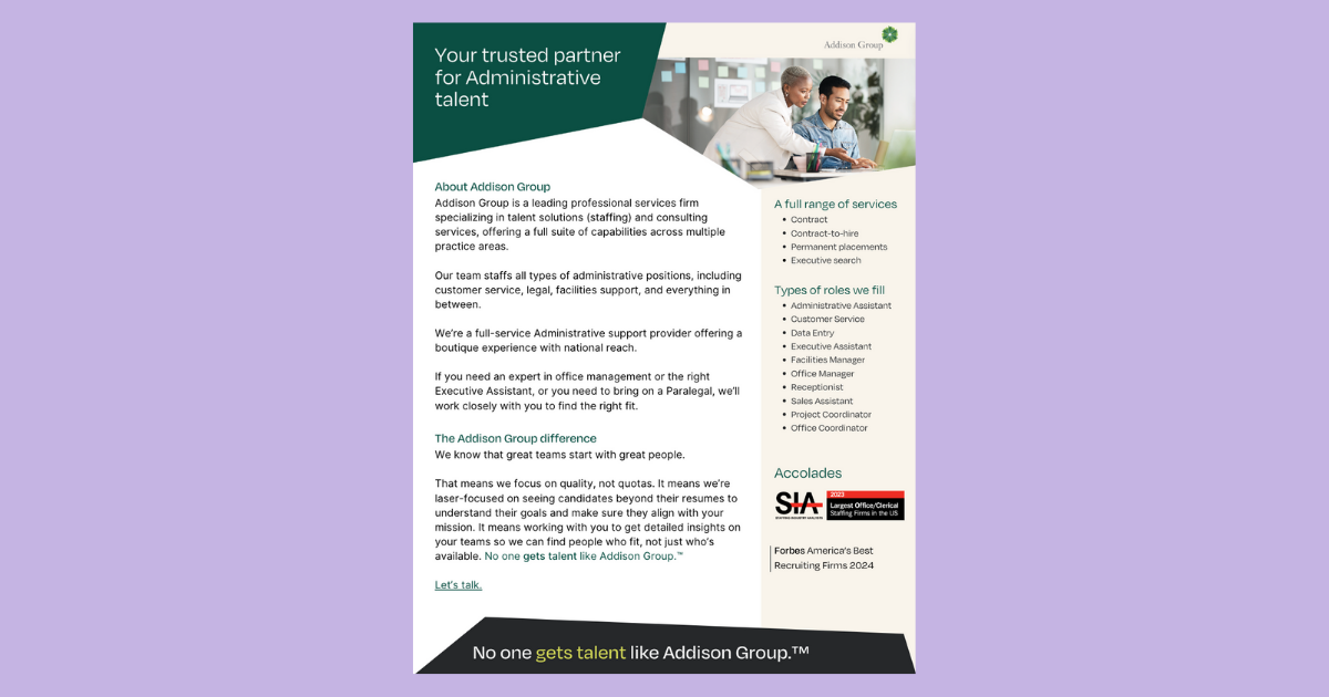 Informational handout: Addison Group's Administrative Practice Area ...