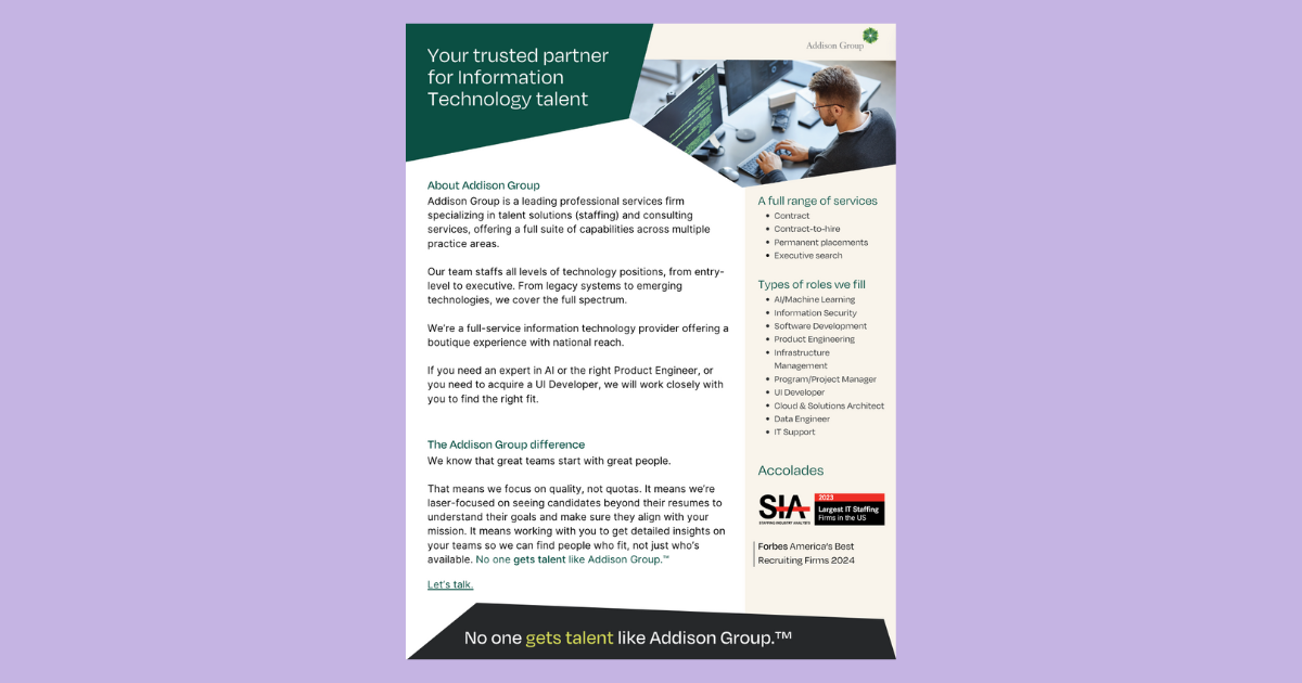 Informational handout: Addison Group's Information Technology Practice ...